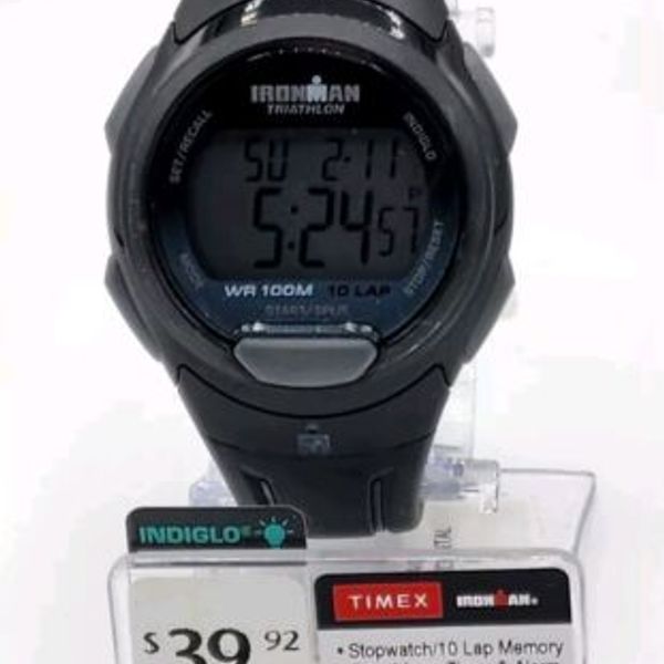 Timex T5K608 Full-Size Ironman Essential 10 Black Resin Digital Men's Watch New | WatchCharts ...