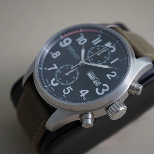 Hamilton Khaki H71716333 ETA 7750 Officer Automatic Chronograph Black ...