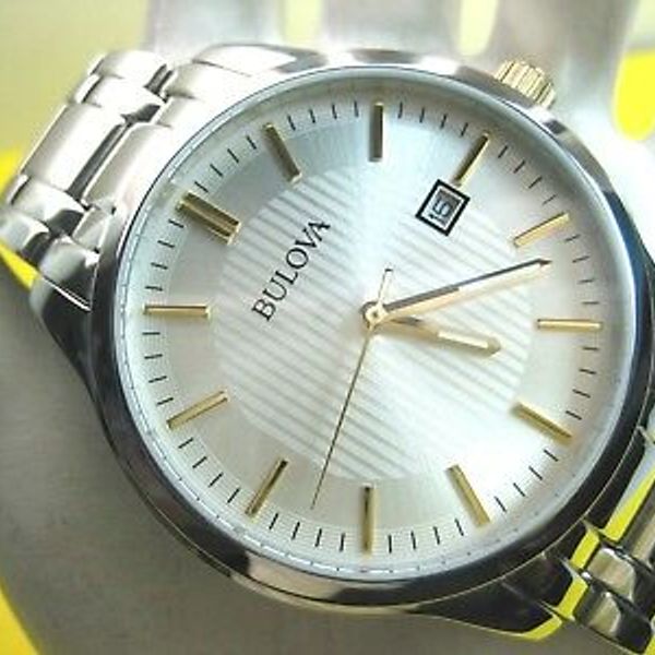 BULOVA 98B241 MEN'S CASUAL WATCH STAINLESS STEEL /SILVER DIAL DATE ...