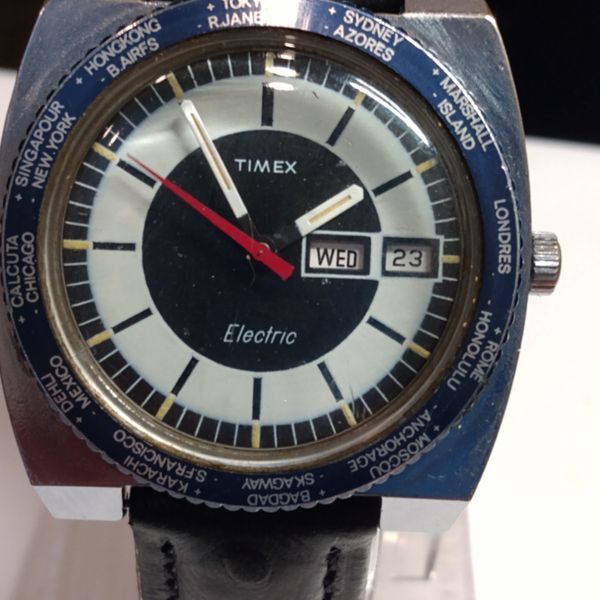 SERVICED 1972 Timex World Time Bezel Electric Watch. Box & Papers. NEW ...