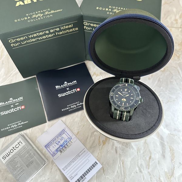 Swatch x Blancpain GREEN ABYSS BIOCERAMIC SCUBA Fifly Fathoms SO35G100 ...