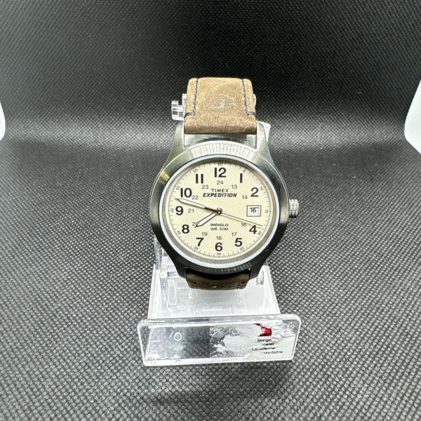 Timex Expedition Date Display Indiglo Italian Leather Band Quartz Menâ ...