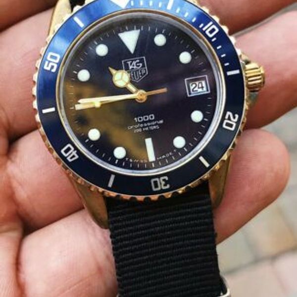 Vintage Tag Heuer 1000 980.033 Gold 984.013 Blue Dial Submariner Dive ...
