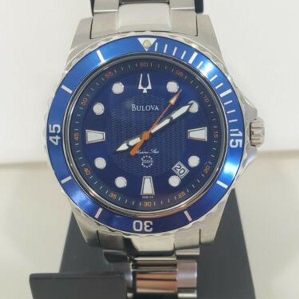 Mint BULOVA 98B130 MARINE STAR BLUE FACE 44MM MEN'S Diver's WATCH ...