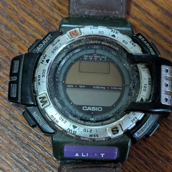 Vintage Casio Pathfinder Wrist Watch Not Working For Parts Or Repair ...
