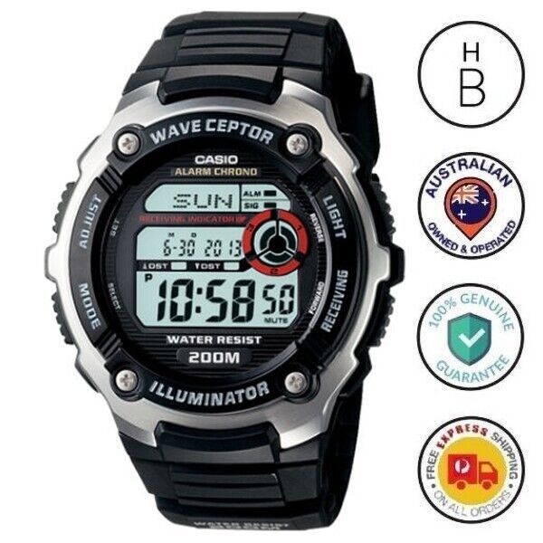 New Casio Wave Ceptor Illuminator Atomic Watch World Time Black WV200A ...