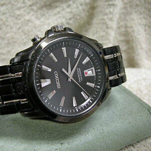 Seiko Perpetual Calendar 6A32 00T0 Black Anodized two tone case ...