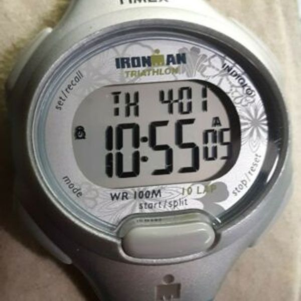 Woman's Timex Ironman Triathlon Digital Quartz Watch Silver & Blue New ...