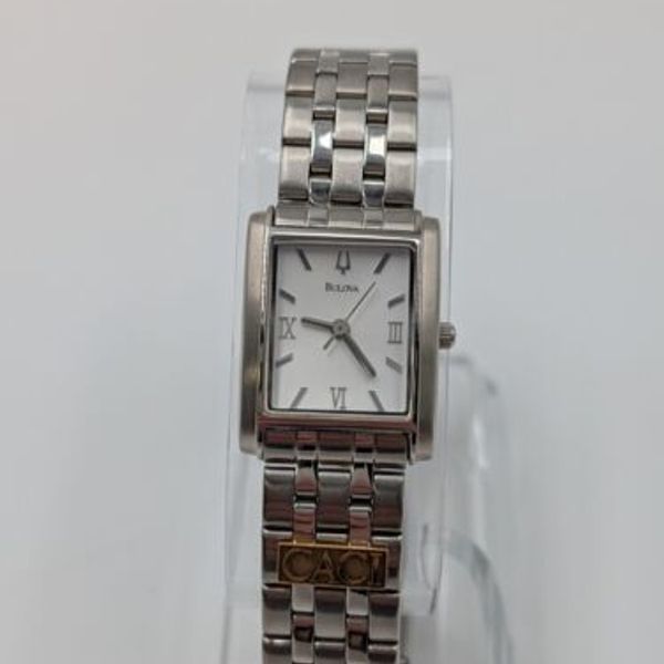 Bulova Womens Watch Silver Tone Rectangular Dial C869723 Quartz ...