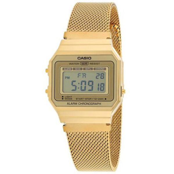 NWT Casio Unisex Gold-Tone Stainless Steel Mesh Bracelet Watch 35.5mm ...