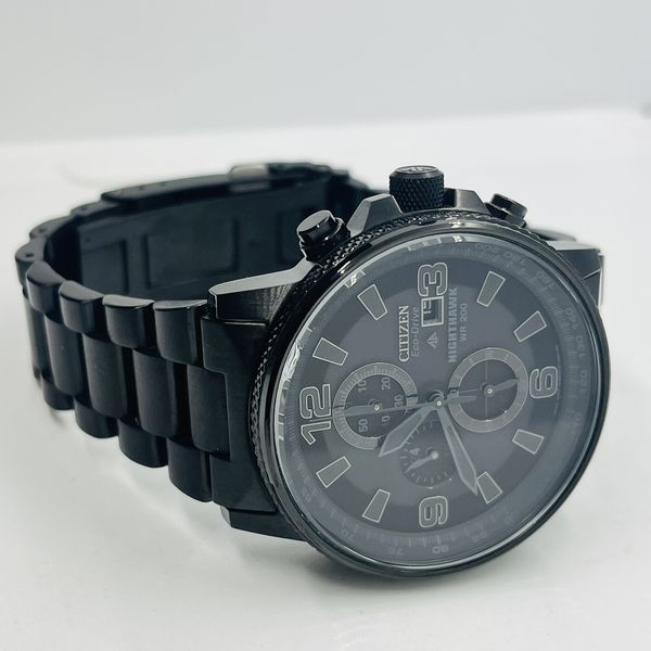 Citizen Menâ s Nighthawk Chronograph Eco-Drive Black Steel 42mm Watch ...