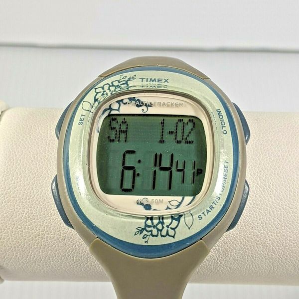 Woman's Gray Tone Digital day date Time Health Tracker Timex Watch WR ...