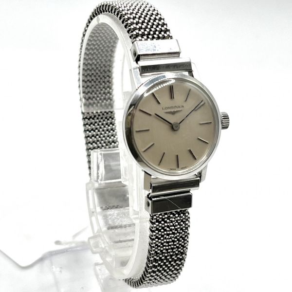 Authentic Longines Ladies Vintage Manual Wind Watch Silver Dial Mesh ...
