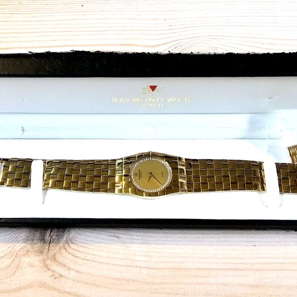 Vintage Raymond Weil Geneve 5833 Ladies Gold Plated Dress Diamond Dial ...