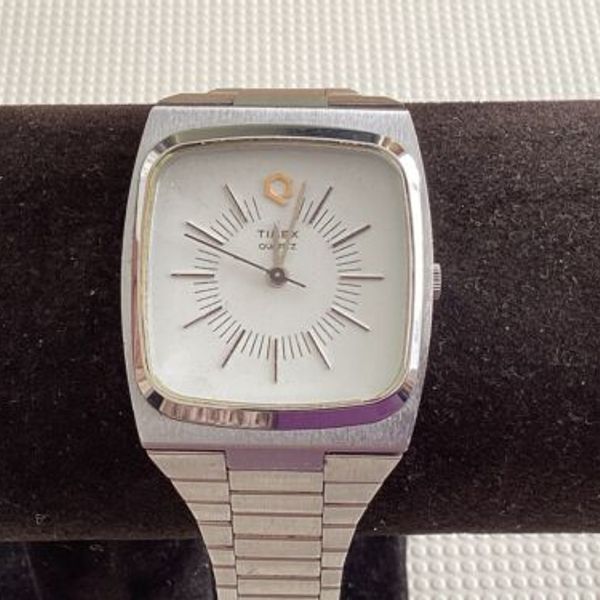 Vintage Timex Q Watch Square Dial Stainless Steel Bracelet ...