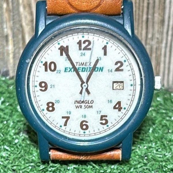 Timex Expedition Camper Watch Mens Green Date Indiglo 50M Works | WatchCharts Marketplace