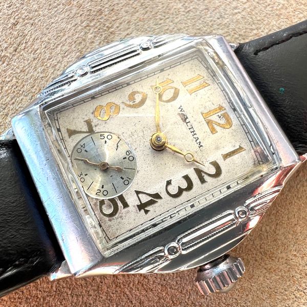 Vintage Waltham art deco breguet hand stepped case 1930's bezel watch ...