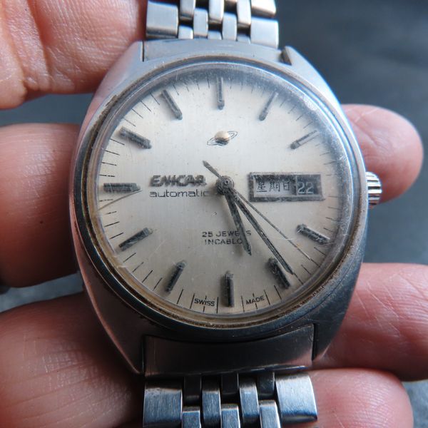 Swiss Made Enicar Daydate Automatic Men Watch (Need Service & Repair ...