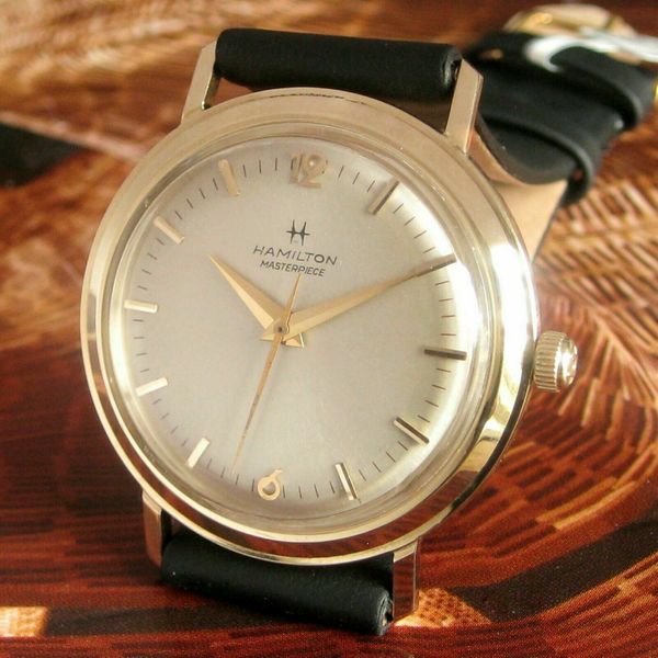 Mens 1966 Hamilton Original MASTERPIECE 14k SOLID GOLD 18j USA Vintage ...