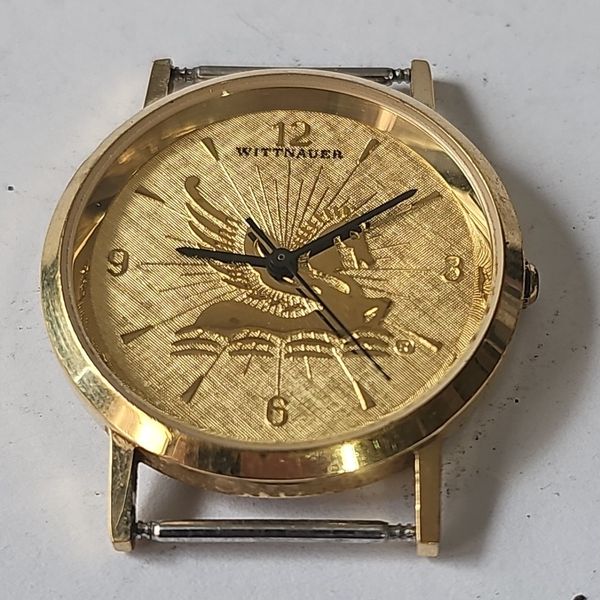 Vintage Wittnauer Men's Gold Tone Pegasus Watch Quartz Untested Part ...