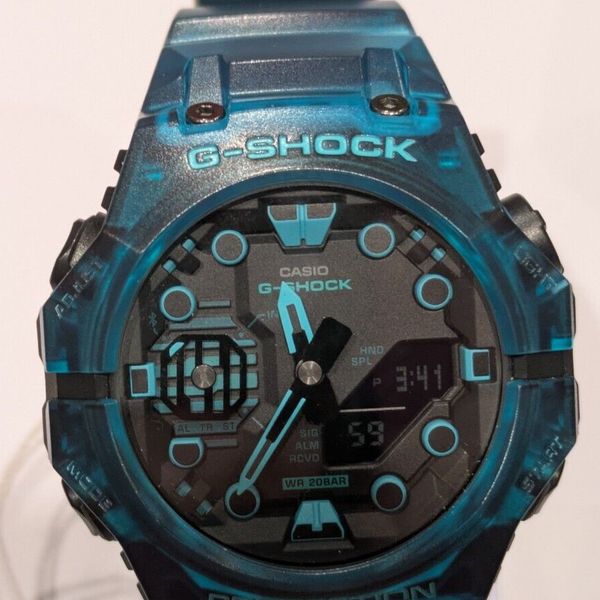 Casio G-Shock Transparent Turquoise Blue-Black Watch Bluetooth GAB001G ...