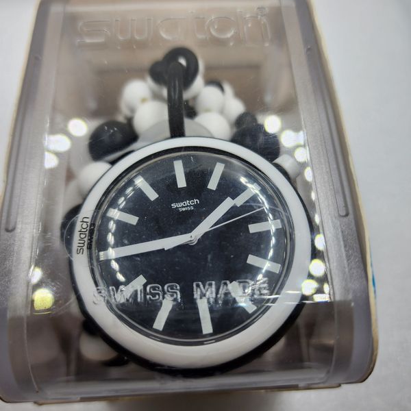 New SWATCH Swiss POPLOOKING BEADS Black White POP necklace Flavor Flav ...