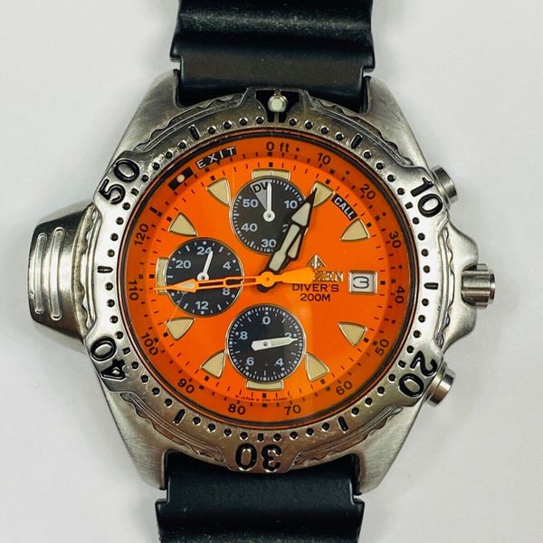 RARE Citizen Promaster Aqualand Orange Dial Men's Diver Watch 200M 3745 ...