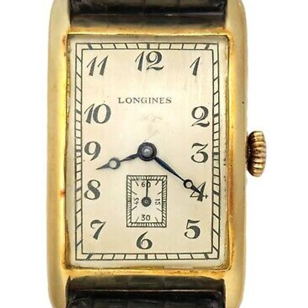Extra Long Longines 14k Gold Art Deco Hinged Case Vintage Mens Wrist ...
