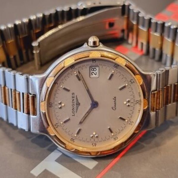 longines conquest classic Mens Thin Watch Gold Steel Combination Quartz ...