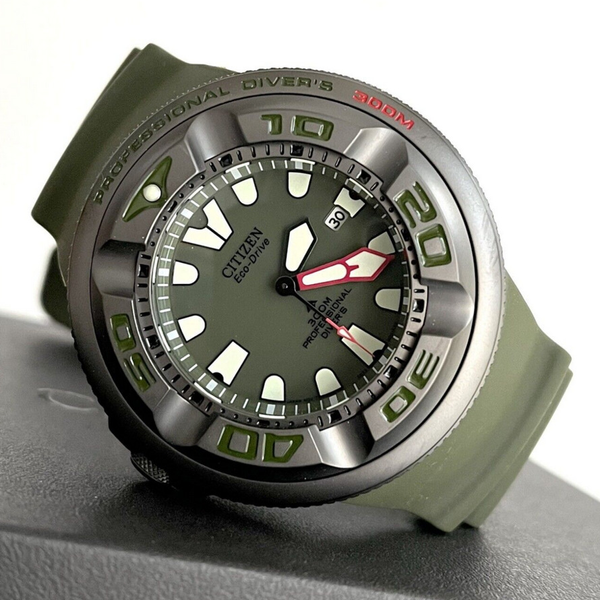 Citizen Promaster Green Dial Dive Watch Polyurethane Band Eco-Drive ...