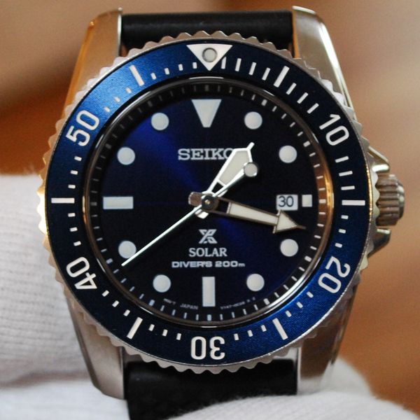 SEIKO Solar Diver's Sapphire Crystal Watch SNE585 Box/Papers Stainless ...