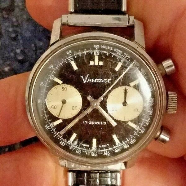 Hamilton Vantage 17J Reverse Panda Chronograph Stainless Steel Case It ...