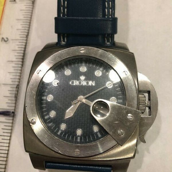 Croton men's watch w/mineral dial window, CR307873, larger face blue ...