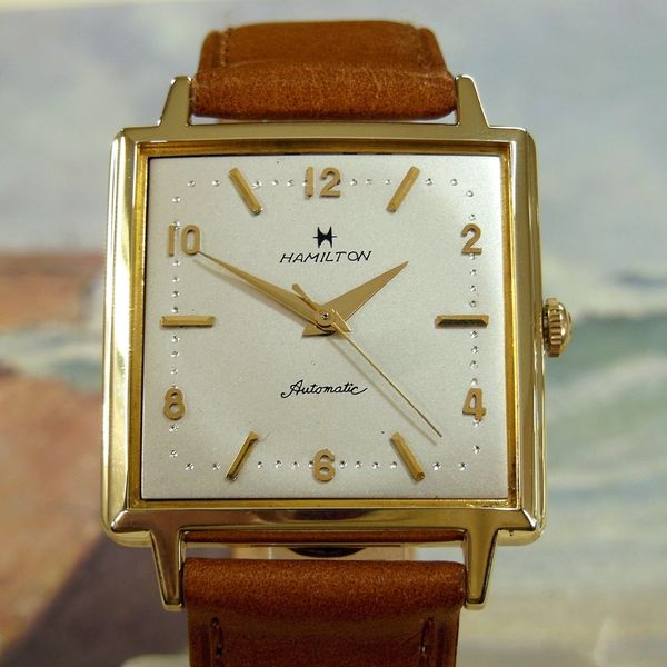 1960's Vintage Large HAMILTON SQUARE Automatic, Stunning SILVER Dial ...