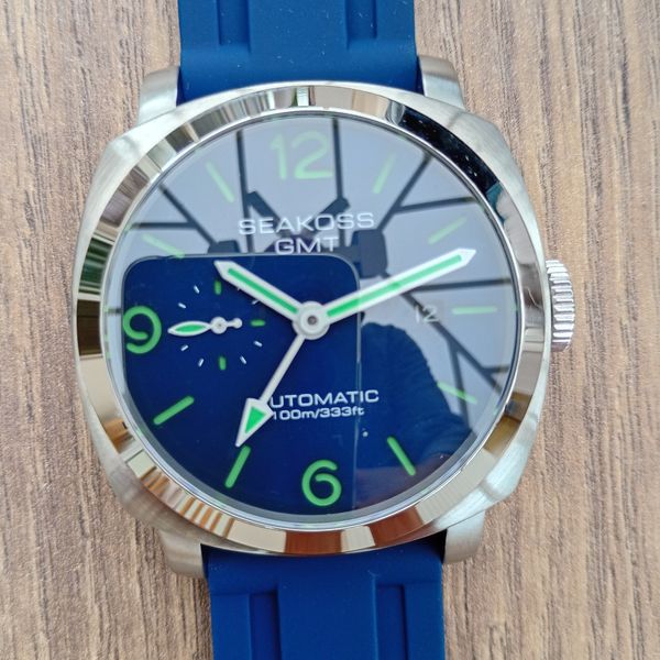 SEAKOSS GMT Men Mechanical Automatic Watch 1963 Seagull ST2557 Silver ...