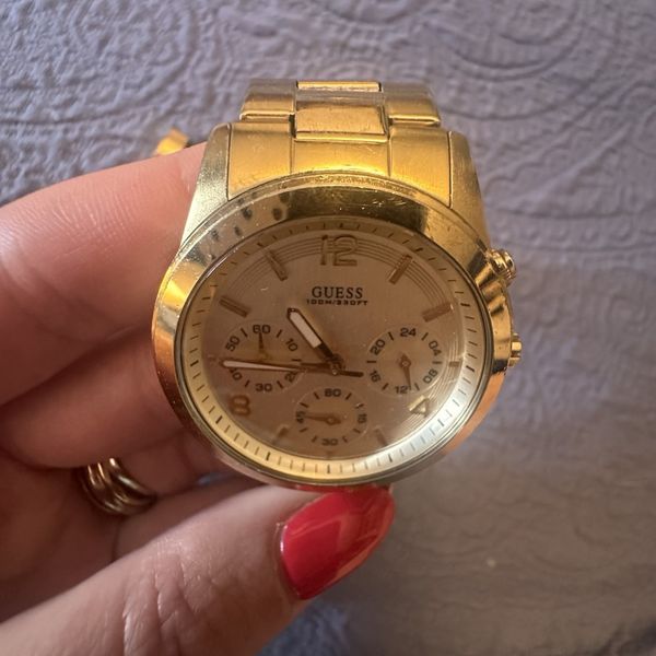 Ladies Guess Watch Gold Tone Strap And Round Face | WatchCharts Marketplace