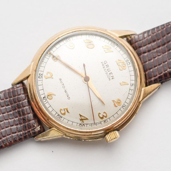 Vintage GRUEN 10k Gold Filled Bumper Automatic Watch Raised Numerals ...