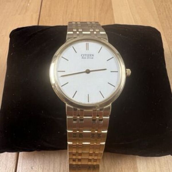Citizen Stiletto Eco Drive Watch Round Gold Case White Dial Works ...