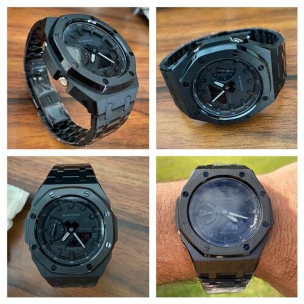 New Casio G-Shock GA2100 BLACKOUT Custom MODIFICATION All Black ...