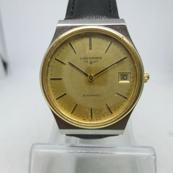 VINTAGE LONGINES L990.1 DATE 18KGP/STAINLESS STEEL AUTOMATIC MENS DRESS ...