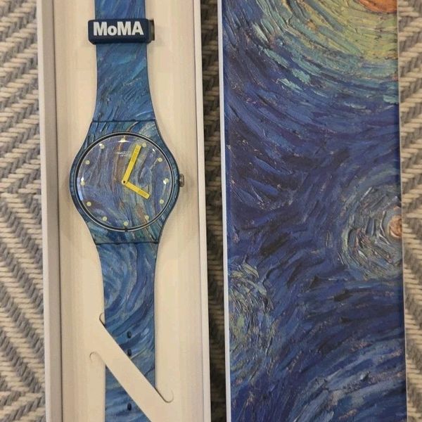 Swatch MoMA Gogh Starry Night SUOZ335 Collaboration Watch, New Battery ...