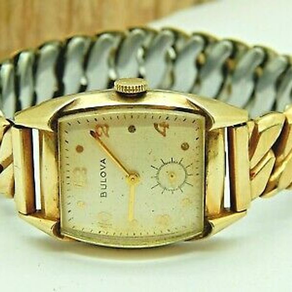 Vintage 1950 Bulova "ruxton" cal 10BM 17 jewel gents wrist watch 10K ...