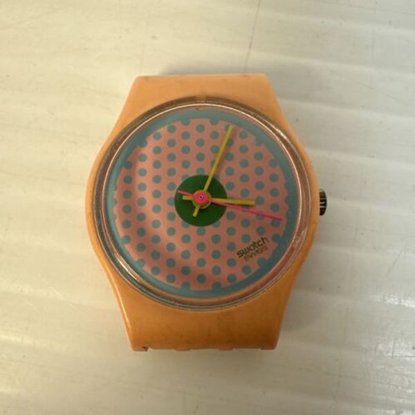 VINTAGE 1986 Swatch Watch -PINK FLAMINGO- one of first swatches! Needs ...