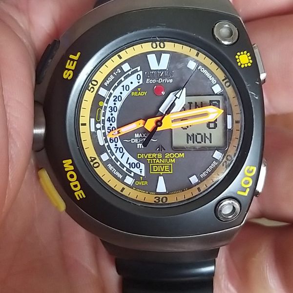 Authentic vintage CITIZEN Promaster Eco-Drive AQUALAND Titanium Divers ...