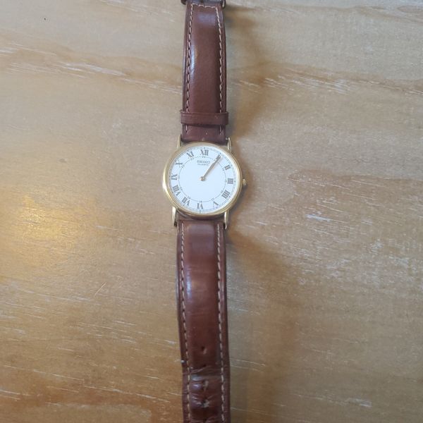 Rare Vintage Seiko 5y30 7000 Dress watch With Brown Leather Strap | WatchCharts Marketplace