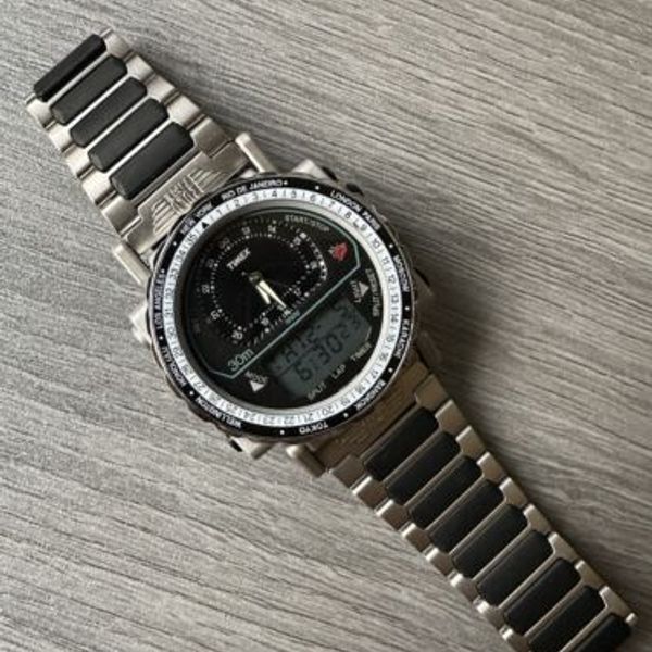 Timex Zulu Time Men's Silver Tone Ana-Digi Quartz Watch w/ Rotating ...