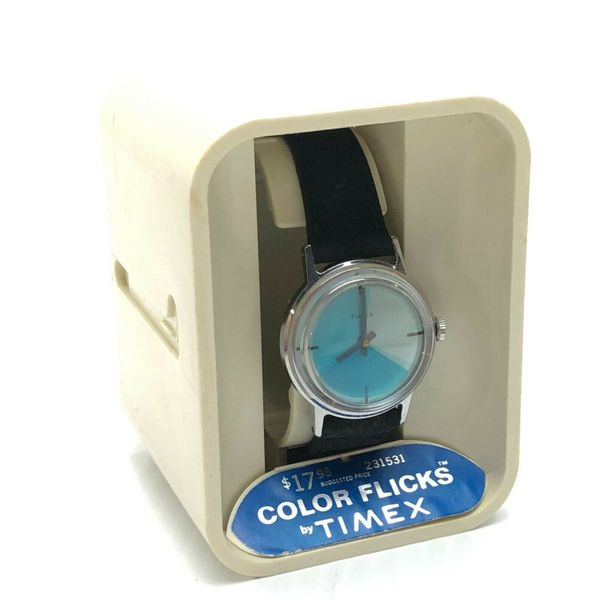 Vintage 1969 Timex Color Flicks Pakter / Krauss suede band wristwatch ...