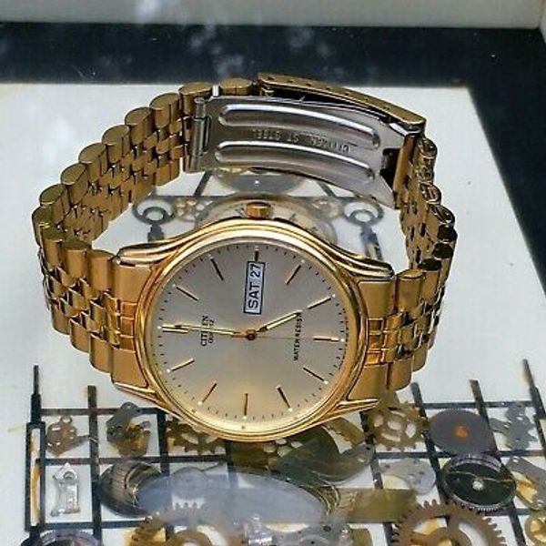 Citizen 6100-S38222 HSB Gold Tone Men's Bracelet Day/Date Watch New ...