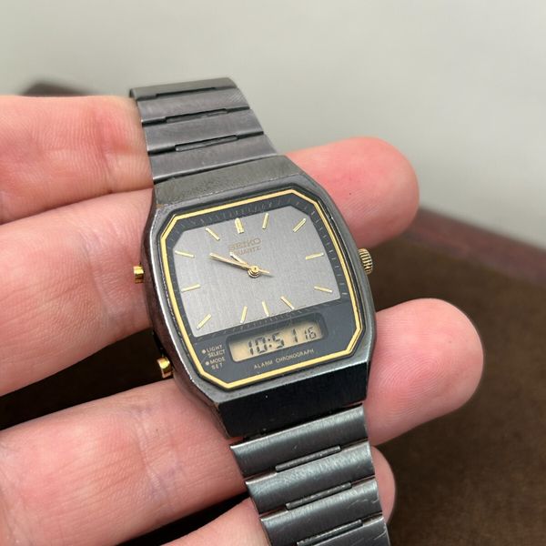 Vintage Seiko Men's Watch Digital Analog H601-5479 Black Case 33mm - New Battery | WatchCharts ...