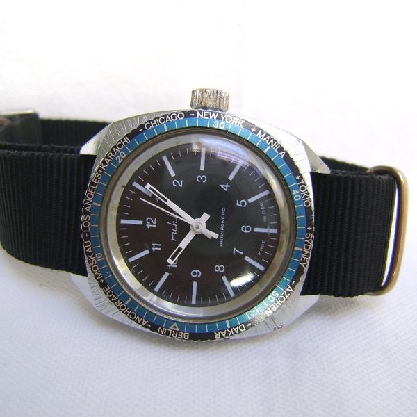 Vintage Ruhla World Time Military style diver - good condition, made in ...
